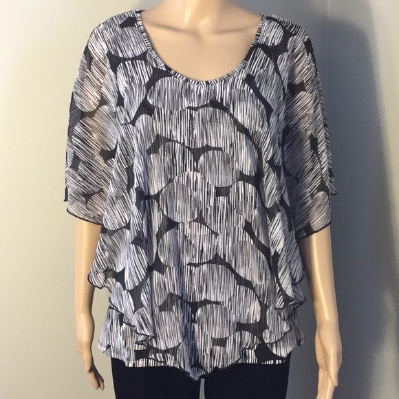 Adele & May | Tops | Adele May Black White 2layer Stretchy Top | Poshmark